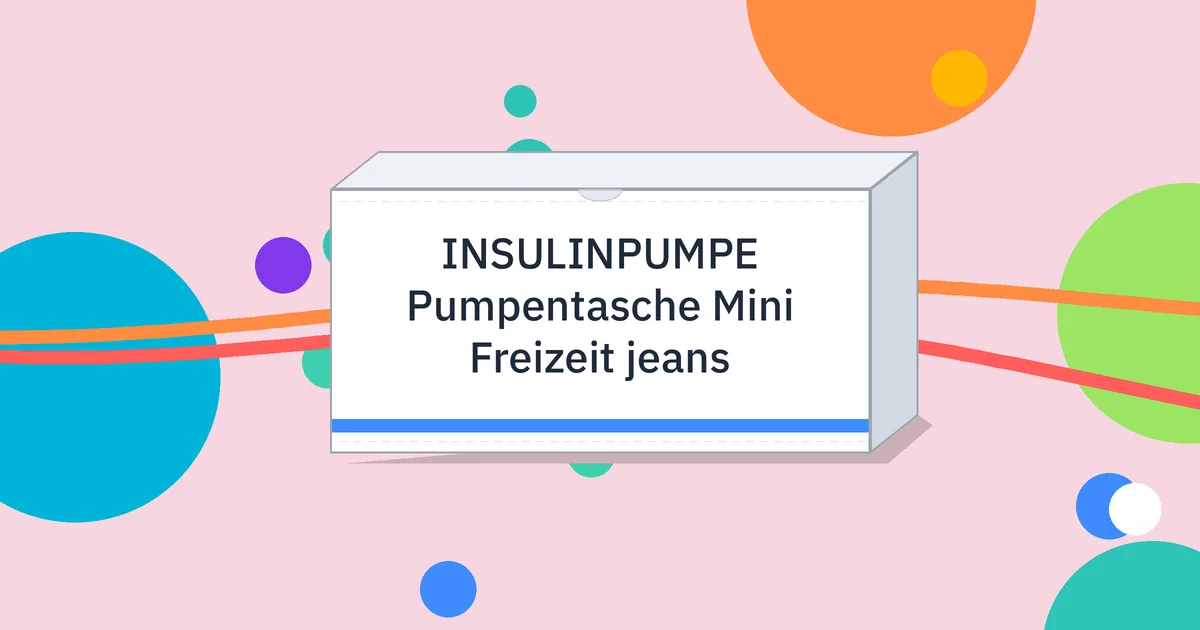 Symbolbild: Packung mit der Aufschrift INSULINPUMPE Pumpentasche Mini Freizeit jeans (PZN 01231173) – Verfügbarkeit und Bezug in Apotheken in Frankfurt am Main