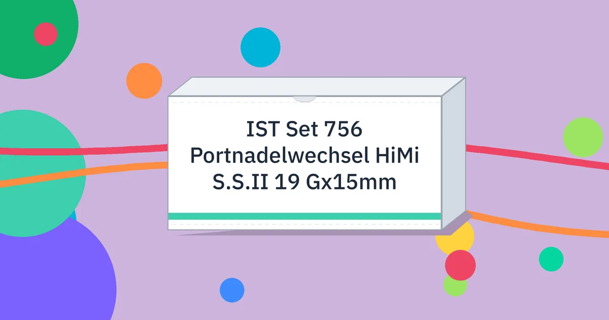 Symbolbild: Packung mit der Aufschrift IST Set 756 Portnadelwechsel HiMi S.S.II 19 Gx15mm (PZN 15895215) – Verfügbarkeit und Bezug in Apotheken in Frankfurt am Main