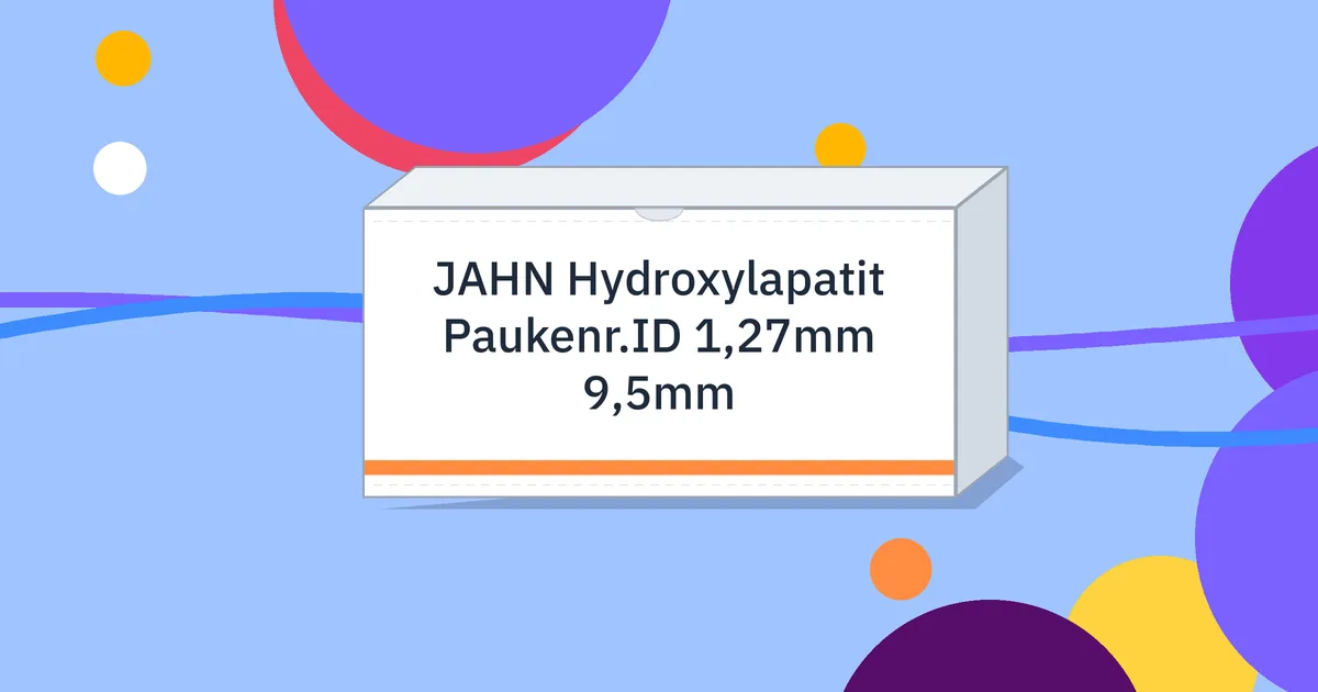 Symbolbild: Packung mit der Aufschrift JAHN Hydroxylapatit Paukenr.ID 1,27mm 9,5mm (PZN 10973755) – Verfügbarkeit und Bezug in Apotheken in Frankfurt am Main