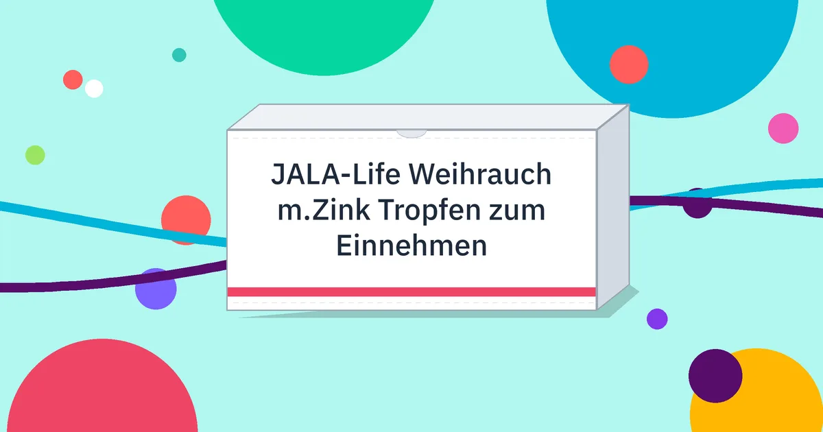 Symbolbild: Packung mit der Aufschrift JALA-Life Weihrauch m.Zink Tropfen zum Einnehmen (PZN 19488501) – Verfügbarkeit und Bezug in Apotheken in Frankfurt am Main