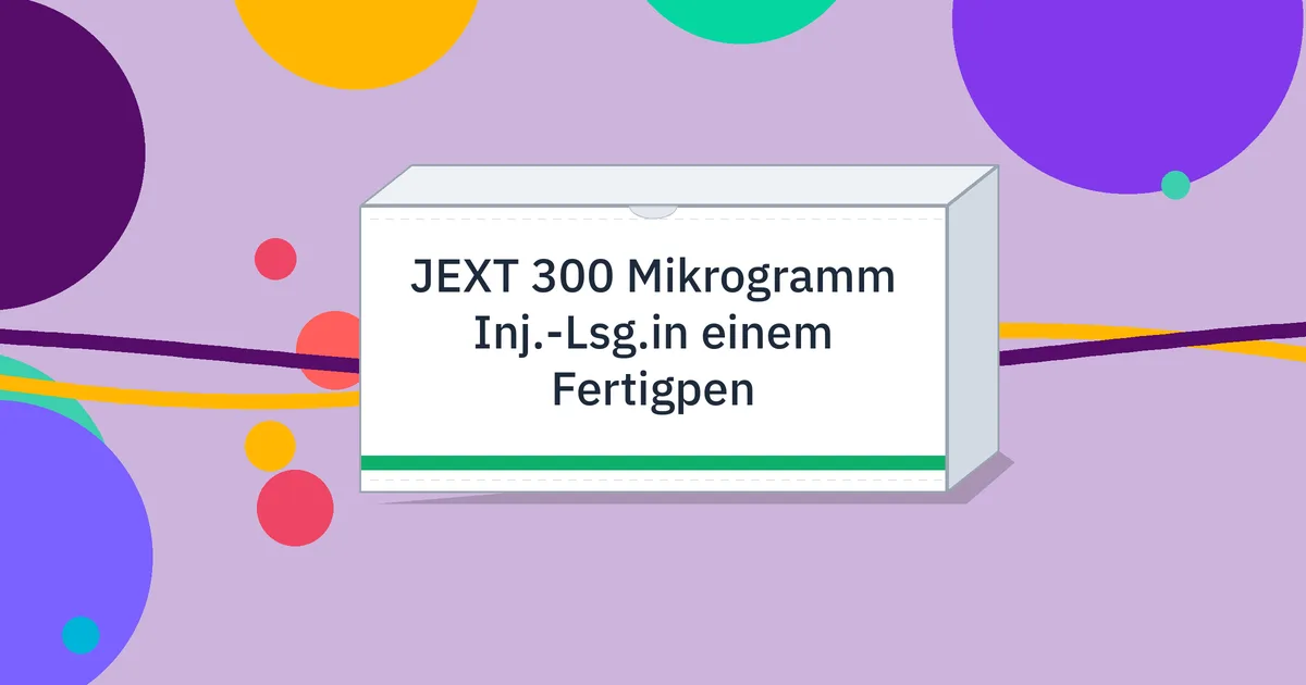 Symbolbild: Packung mit der Aufschrift JEXT 300 Mikrogramm Inj.-Lsg.in einem Fertigpen (PZN 17448070) – Verfügbarkeit und Bezug in Apotheken in Frankfurt am Main