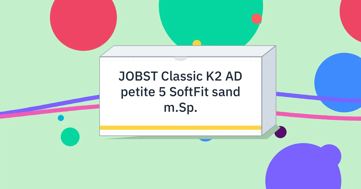 Symbolbild: Packung mit der Aufschrift JOBST Classic K2 AD petite 5 SoftFit sand m.Sp. (PZN 14222810) – Verfügbarkeit und Bezug in Apotheken in Frankfurt am Main