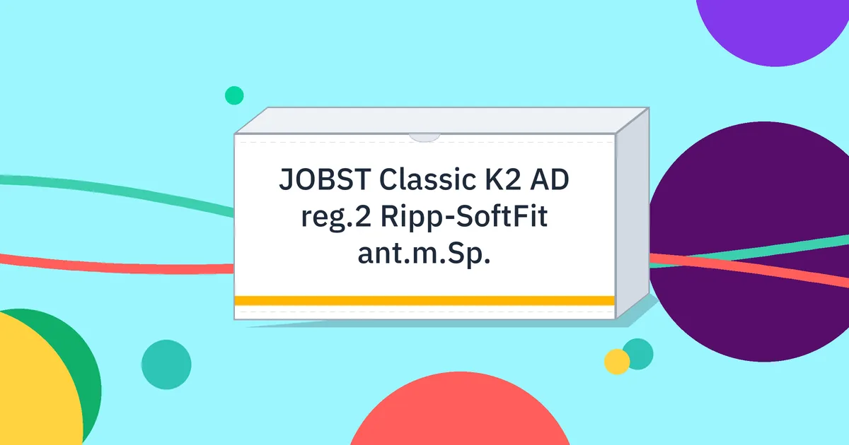 Symbolbild: Packung mit der Aufschrift JOBST Classic K2 AD reg.2 Ripp-SoftFit ant.m.Sp. (PZN 14222201) – Verfügbarkeit und Bezug in Apotheken in Frankfurt am Main