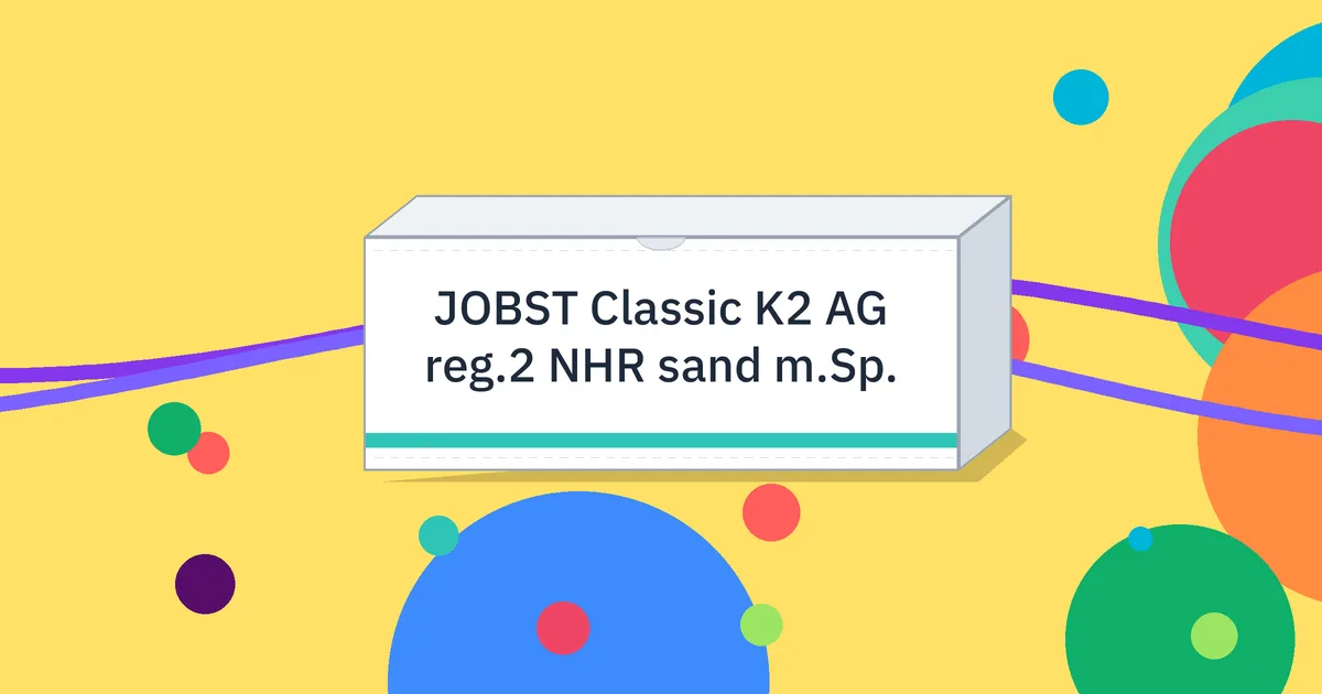 Symbolbild: Packung mit der Aufschrift JOBST Classic K2 AG reg.2 NHR sand m.Sp. (PZN 10727252) – Verfügbarkeit und Bezug in Apotheken in Frankfurt am Main