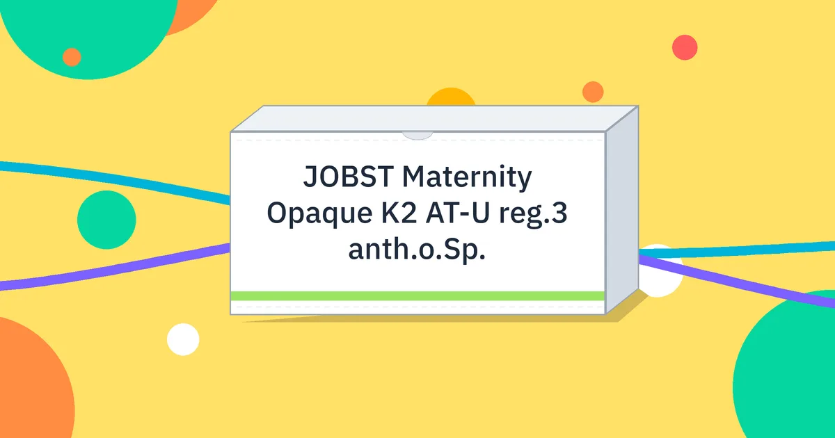 Symbolbild: Packung mit der Aufschrift JOBST Maternity Opaque K2 AT-U reg.3 anth.o.Sp. (PZN 15856362) – Verfügbarkeit und Bezug in Apotheken in Frankfurt am Main