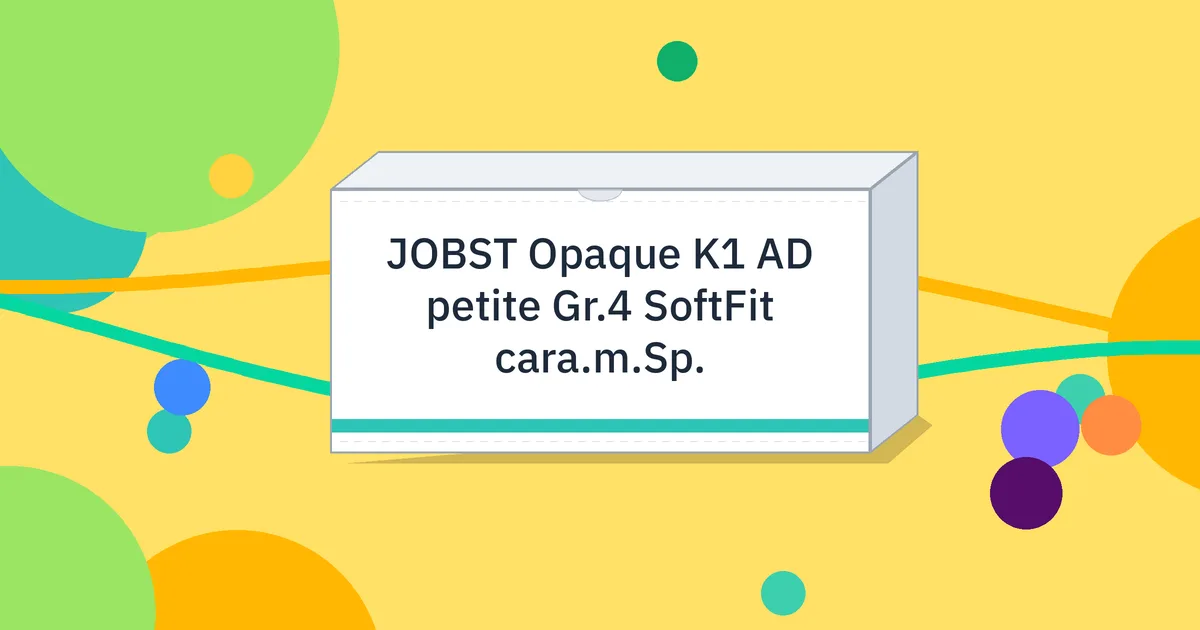Symbolbild: Packung mit der Aufschrift JOBST Opaque K1 AD petite Gr.4 SoftFit cara.m.Sp. (PZN 13079285) – Verfügbarkeit und Bezug in Apotheken in Frankfurt am Main