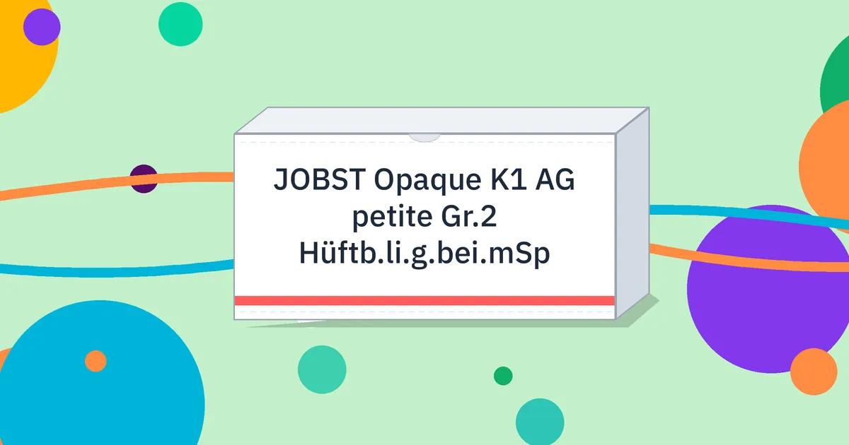 Symbolbild: Packung mit der Aufschrift JOBST Opaque K1 AG petite Gr.2 Hüftb.li.g.bei.mSp (PZN 16273421) – Verfügbarkeit und Bezug in Apotheken in Frankfurt am Main