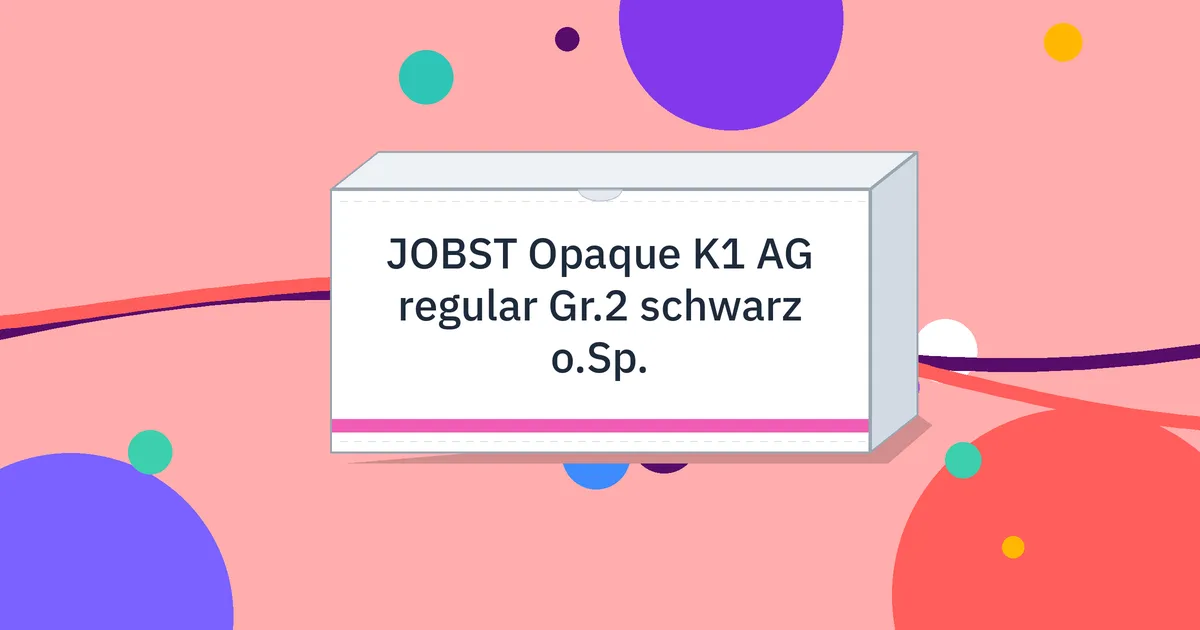 Symbolbild: Packung mit der Aufschrift JOBST Opaque K1 AG regular Gr.2 schwarz o.Sp. (PZN 13097283) – Verfügbarkeit und Bezug in Apotheken in Frankfurt am Main