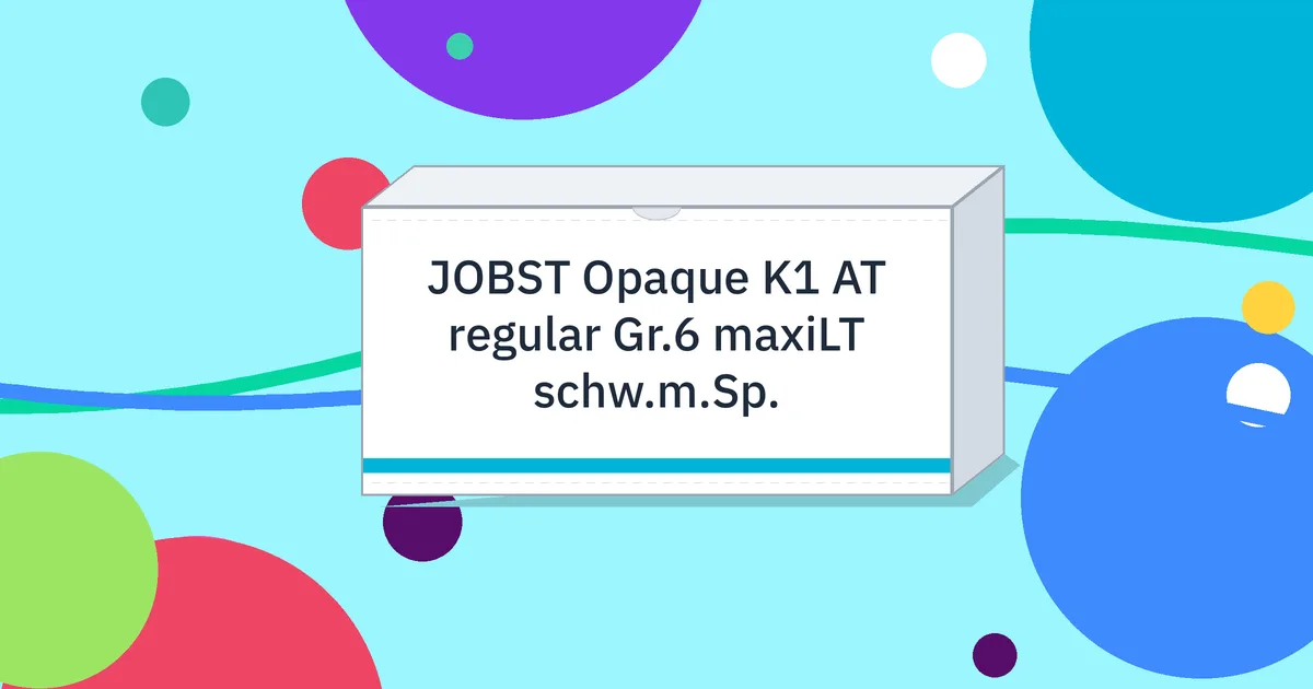 Symbolbild: Packung mit der Aufschrift JOBST Opaque K1 AT regular Gr.6 maxiLT schw.m.Sp. (PZN 13106349) – Verfügbarkeit und Bezug in Apotheken in Frankfurt am Main