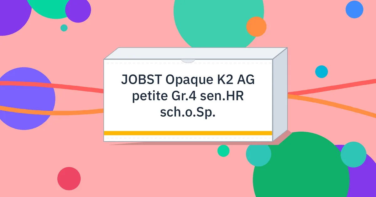 Symbolbild: Packung mit der Aufschrift JOBST Opaque K2 AG petite Gr.4 sen.HR sch.o.Sp. (PZN 12142917) – Verfügbarkeit und Bezug in Apotheken in Frankfurt am Main