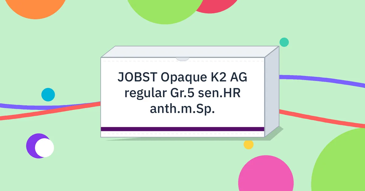 Symbolbild: Packung mit der Aufschrift JOBST Opaque K2 AG regular Gr.5 sen.HR anth.m.Sp. (PZN 16279808) – Verfügbarkeit und Bezug in Apotheken in Frankfurt am Main