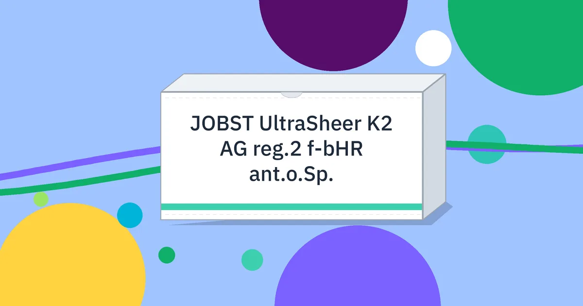 Symbolbild: Packung mit der Aufschrift JOBST UltraSheer K2 AG reg.2 f-bHR ant.o.Sp. (PZN 13145711) – Verfügbarkeit und Bezug in Apotheken in Frankfurt am Main