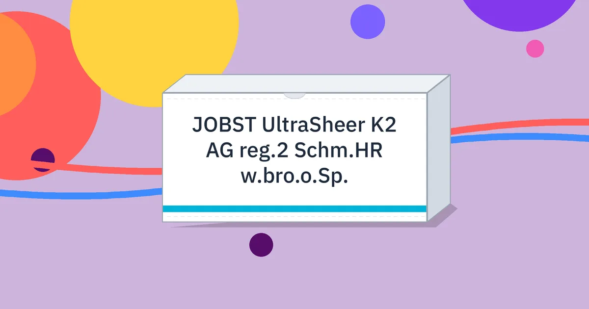 Symbolbild: Packung mit der Aufschrift JOBST UltraSheer K2 AG reg.2 Schm.HR w.bro.o.Sp. (PZN 13123603) – Verfügbarkeit und Bezug in Apotheken in Frankfurt am Main