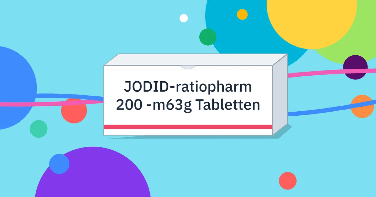 Symbolbild: Packung mit der Aufschrift JODID-ratiopharm 200 -m63g Tabletten (PZN 04620018) – Verfügbarkeit und Bezug in Apotheken in Frankfurt am Main