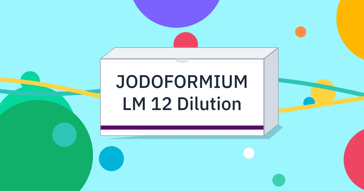 Symbolbild: Packung mit der Aufschrift JODOFORMIUM LM 12 Dilution (PZN 13563213) – Verfügbarkeit und Bezug in Apotheken in Frankfurt am Main
