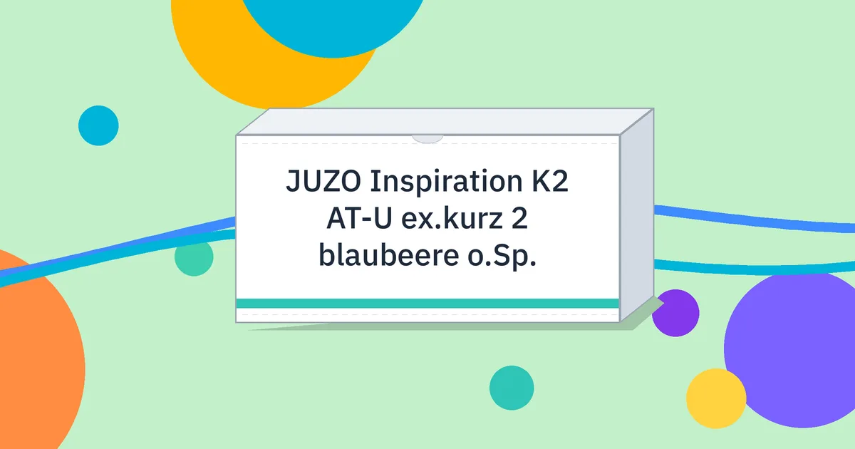Symbolbild: Packung mit der Aufschrift JUZO Inspiration K2 AT-U ex.kurz 2 blaubeere o.Sp. (PZN 14929969) – Verfügbarkeit und Bezug in Apotheken in Frankfurt am Main
