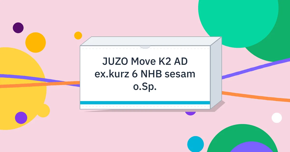 Symbolbild: Packung mit der Aufschrift JUZO Move K2 AD ex.kurz 6 NHB sesam o.Sp. (PZN 18510807) – Verfügbarkeit und Bezug in Apotheken in Frankfurt am Main