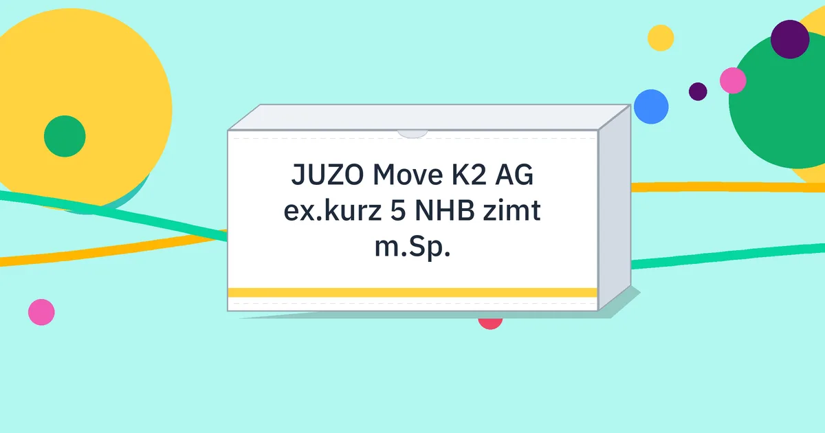 Symbolbild: Packung mit der Aufschrift JUZO Move K2 AG ex.kurz 5 NHB zimt m.Sp. (PZN 18531666) – Verfügbarkeit und Bezug in Apotheken in Frankfurt am Main
