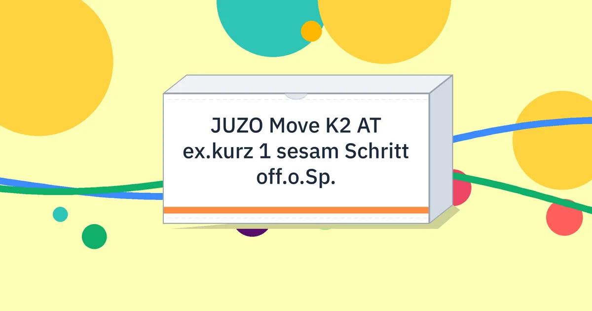 Symbolbild: Packung mit der Aufschrift JUZO Move K2 AT ex.kurz 1 sesam Schritt off.o.Sp. (PZN 20672747) – Verfügbarkeit und Bezug in Apotheken in Frankfurt am Main