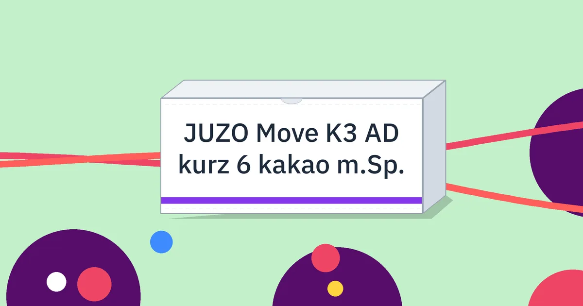 Symbolbild: Packung mit der Aufschrift JUZO Move K3 AD kurz 6 kakao m.Sp. (PZN 18572004) – Verfügbarkeit und Bezug in Apotheken in Frankfurt am Main