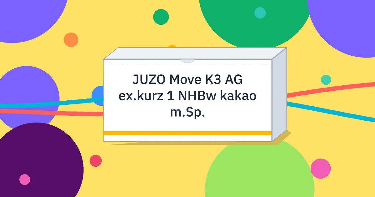 Symbolbild: Packung mit der Aufschrift JUZO Move K3 AG ex.kurz 1 NHBw kakao m.Sp. (PZN 18594402) – Verfügbarkeit und Bezug in Apotheken in Frankfurt am Main
