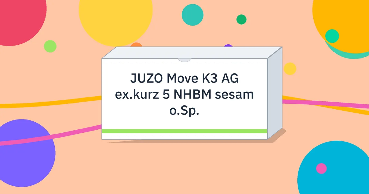 Symbolbild: Packung mit der Aufschrift JUZO Move K3 AG ex.kurz 5 NHBM sesam o.Sp. (PZN 18584740) – Verfügbarkeit und Bezug in Apotheken in Frankfurt am Main