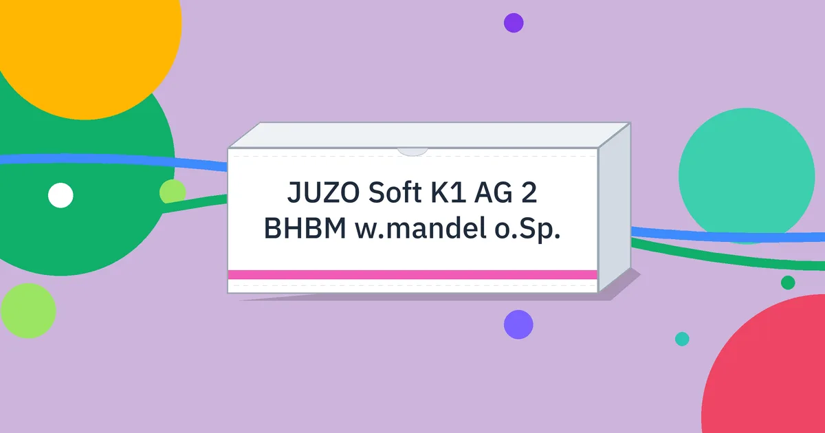 Symbolbild: Packung mit der Aufschrift JUZO Soft K1 AG 2 BHBM w.mandel o.Sp. (PZN 14865034) – Verfügbarkeit und Bezug in Apotheken in Frankfurt am Main