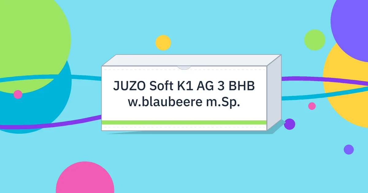 Symbolbild: Packung mit der Aufschrift JUZO Soft K1 AG 3 BHB w.blaubeere m.Sp. (PZN 14836908) – Verfügbarkeit und Bezug in Apotheken in Frankfurt am Main
