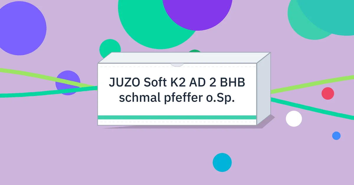 Symbolbild: Packung mit der Aufschrift JUZO Soft K2 AD 2 BHB schmal pfeffer o.Sp. (PZN 15466856) – Verfügbarkeit und Bezug in Apotheken in Frankfurt am Main