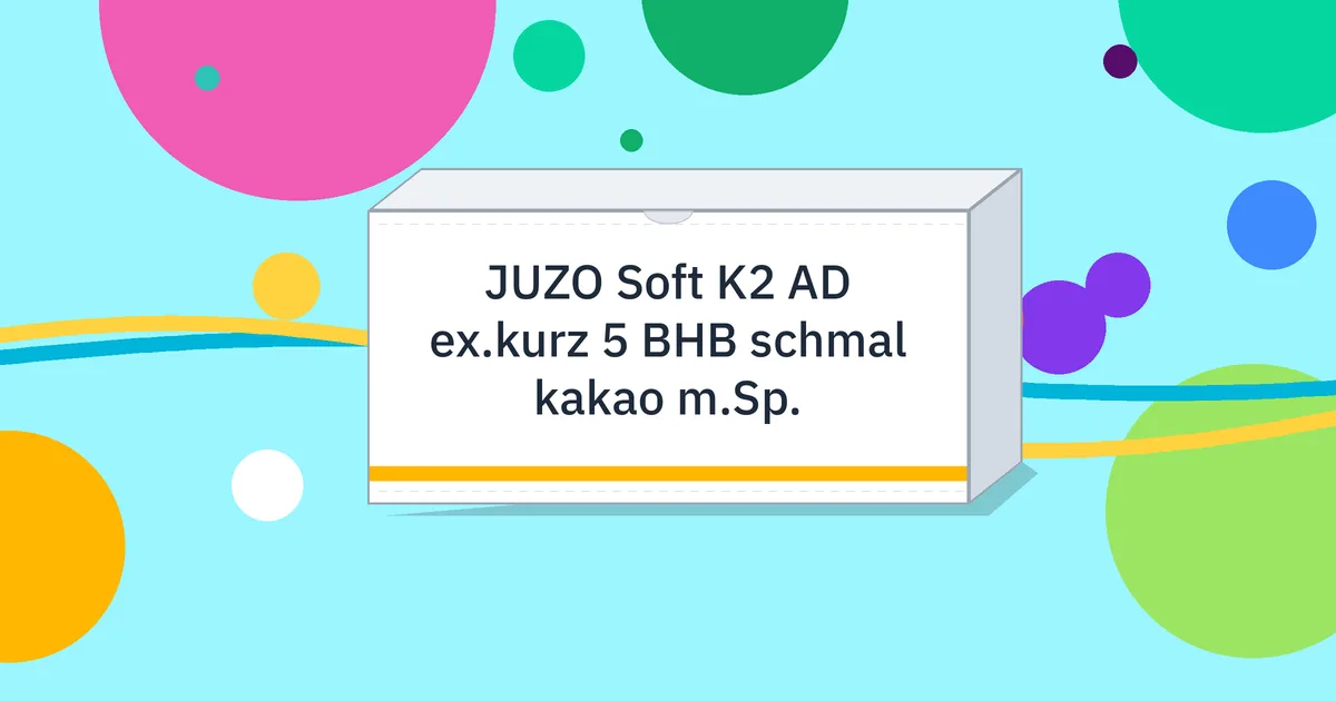 Symbolbild: Packung mit der Aufschrift JUZO Soft K2 AD ex.kurz 5 BHB schmal kakao m.Sp. (PZN 15466744) – Verfügbarkeit und Bezug in Apotheken in Frankfurt am Main
