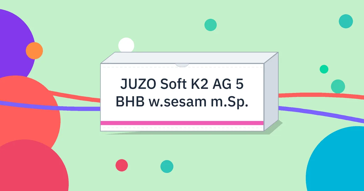 Symbolbild: Packung mit der Aufschrift JUZO Soft K2 AG 5 BHB w.sesam m.Sp. (PZN 14840732) – Verfügbarkeit und Bezug in Apotheken in Frankfurt am Main