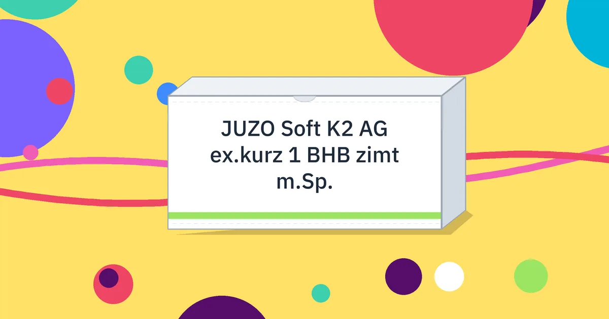 Symbolbild: Packung mit der Aufschrift JUZO Soft K2 AG ex.kurz 1 BHB zimt m.Sp. (PZN 14827364) – Verfügbarkeit und Bezug in Apotheken in Frankfurt am Main