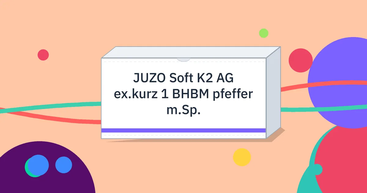 Symbolbild: Packung mit der Aufschrift JUZO Soft K2 AG ex.kurz 1 BHBM pfeffer m.Sp. (PZN 14860048) – Verfügbarkeit und Bezug in Apotheken in Frankfurt am Main