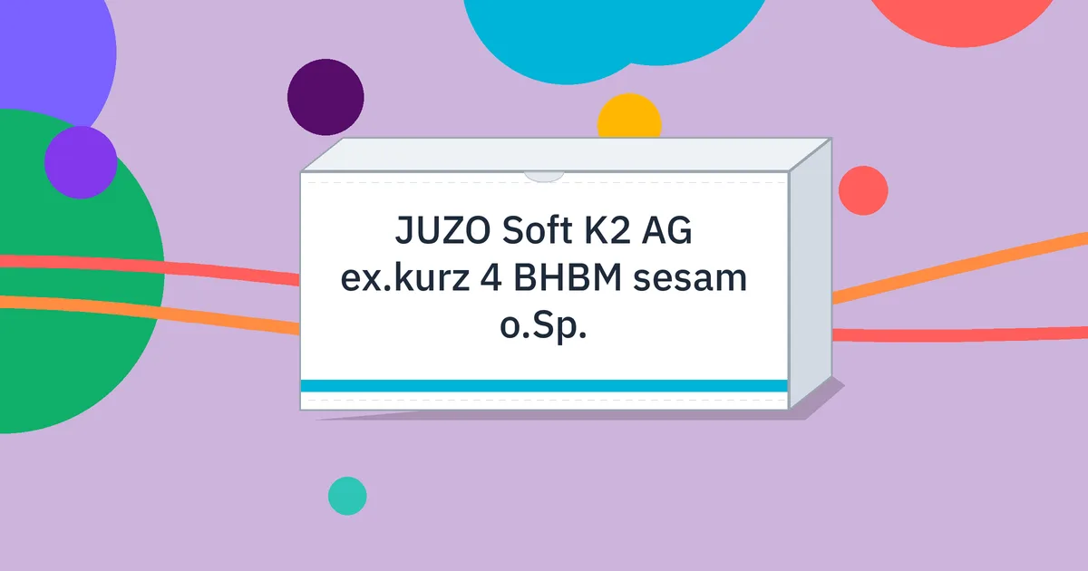 Symbolbild: Packung mit der Aufschrift JUZO Soft K2 AG ex.kurz 4 BHBM sesam o.Sp. (PZN 14862219) – Verfügbarkeit und Bezug in Apotheken in Frankfurt am Main