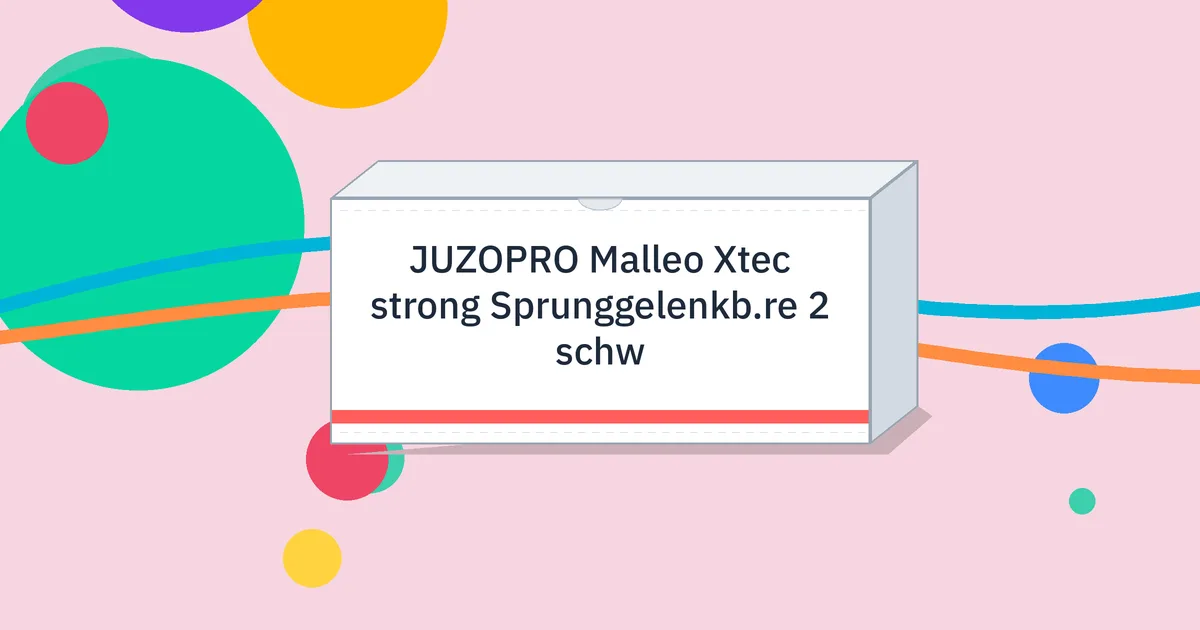 Symbolbild: Packung mit der Aufschrift JUZOPRO Malleo Xtec strong Sprunggelenkb.re 2 schw (PZN 19074053) – Verfügbarkeit und Bezug in Apotheken in Frankfurt am Main