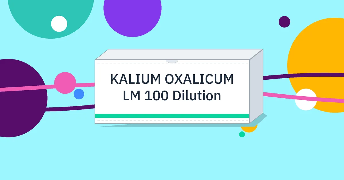 Symbolbild: Packung mit der Aufschrift KALIUM OXALICUM LM 100 Dilution (PZN 12923951) – Verfügbarkeit und Bezug in Apotheken in Frankfurt am Main