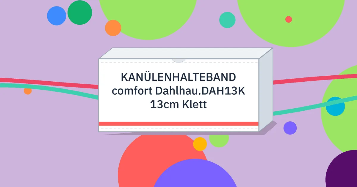 Symbolbild: Packung mit der Aufschrift KANÜLENHALTEBAND comfort Dahlhau.DAH13K 13cm Klett (PZN 10014279) – Verfügbarkeit und Bezug in Apotheken in Frankfurt am Main