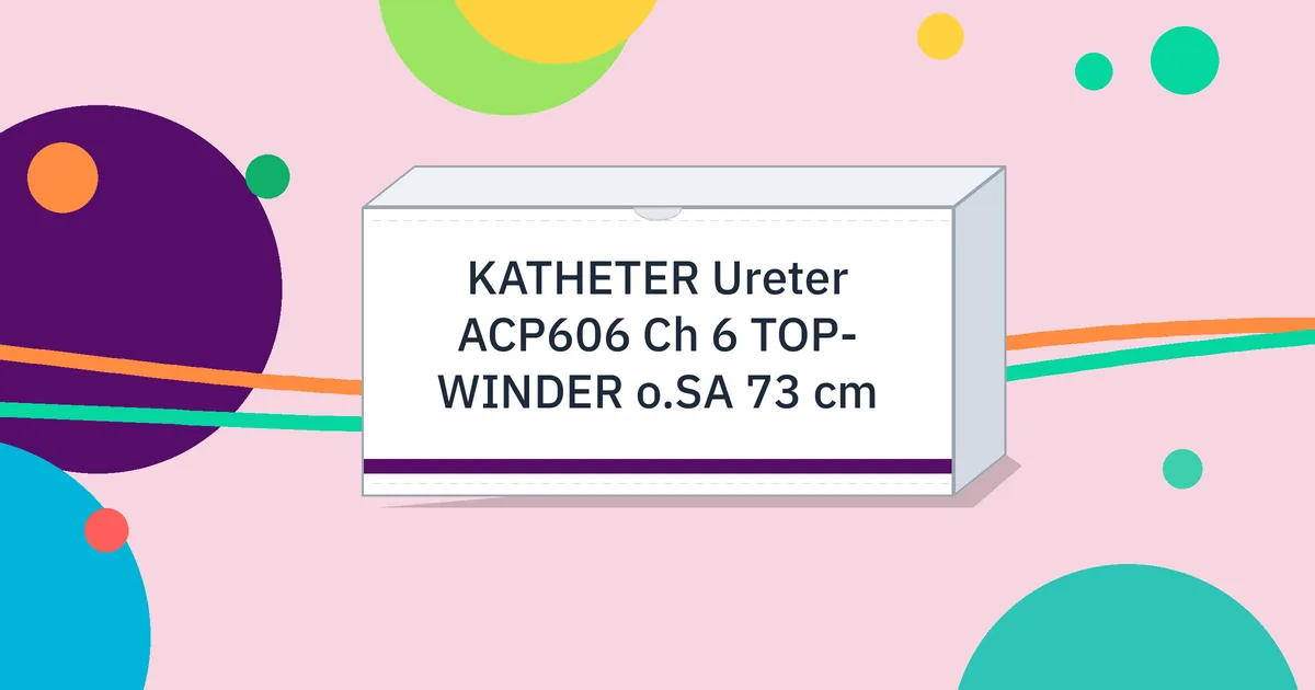 Symbolbild: Packung mit der Aufschrift KATHETER Ureter ACP606 Ch 6 TOP-WINDER o.SA 73 cm (PZN 00752800) – Verfügbarkeit und Bezug in Apotheken in Frankfurt am Main