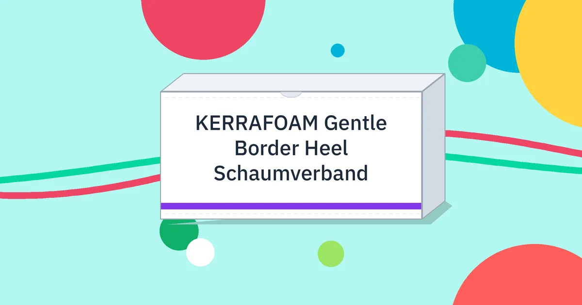 Symbolbild: Packung mit der Aufschrift KERRAFOAM Gentle Border Heel Schaumverband (PZN 18729517) – Verfügbarkeit und Bezug in Apotheken in Frankfurt am Main