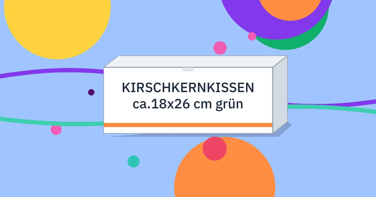 Symbolbild: Packung mit der Aufschrift KIRSCHKERNKISSEN ca.18x26 cm grün (PZN 16619397) – Verfügbarkeit und Bezug in Apotheken in Frankfurt am Main