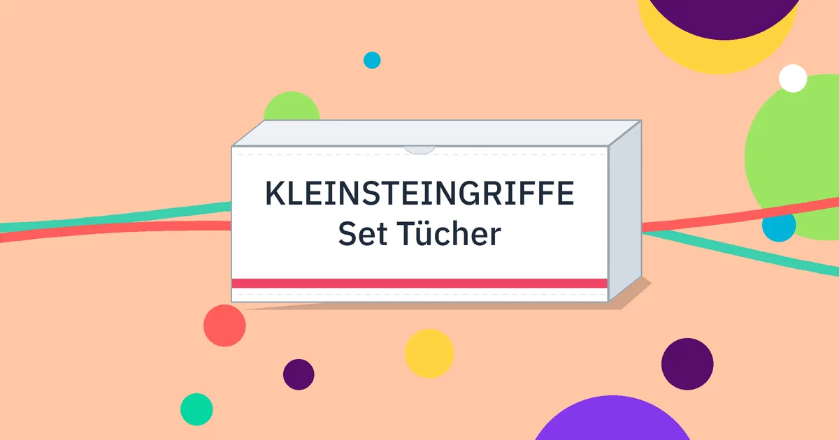 Symbolbild: Packung mit der Aufschrift KLEINSTEINGRIFFE Set Tücher (PZN 04703595) – Verfügbarkeit und Bezug in Apotheken in Frankfurt am Main