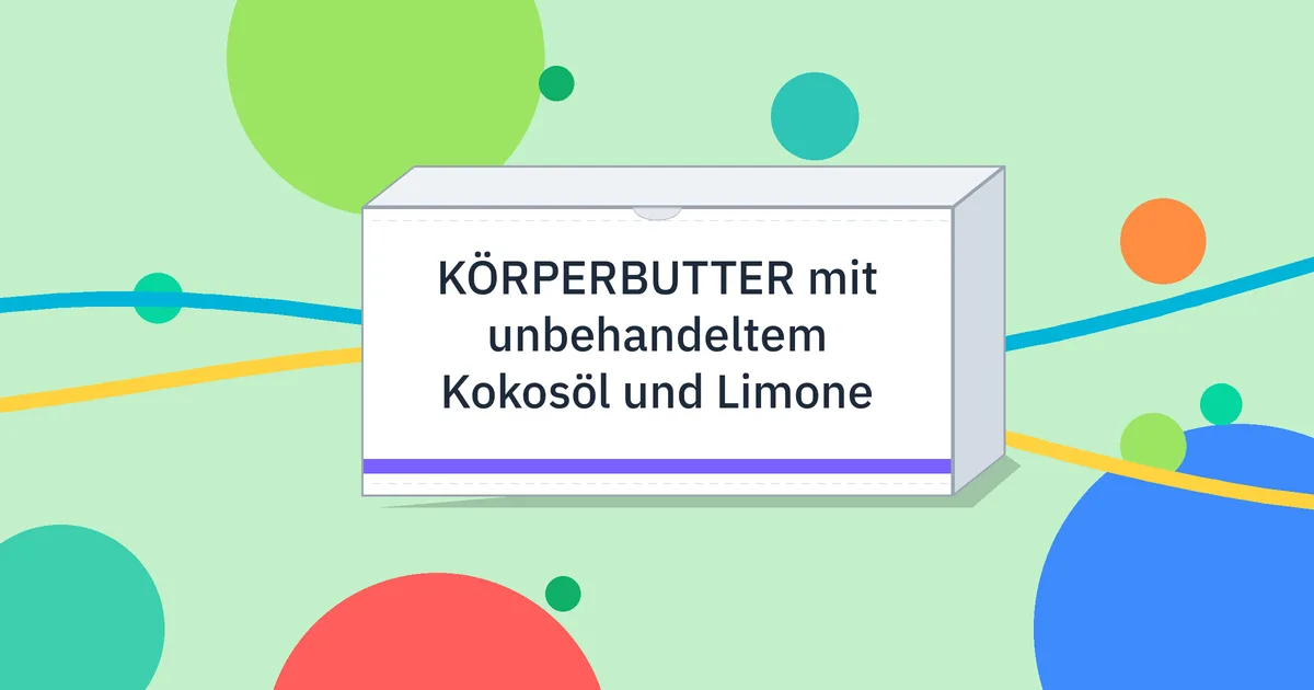 Symbolbild: Packung mit der Aufschrift KÖRPERBUTTER mit unbehandeltem Kokosöl und Limone (PZN 10745474) – Verfügbarkeit und Bezug in Apotheken in Frankfurt am Main