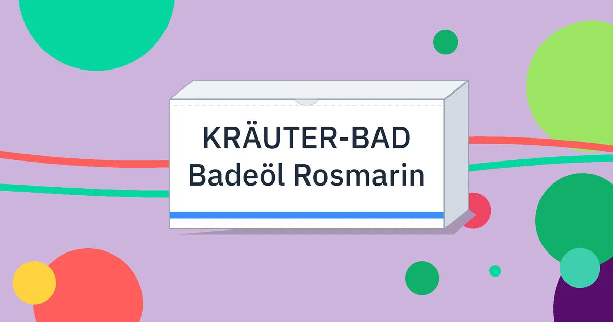 Symbolbild: Packung mit der Aufschrift KRÄUTER-BAD Badeöl Rosmarin (PZN 14263269) – Verfügbarkeit und Bezug in Apotheken in Frankfurt am Main