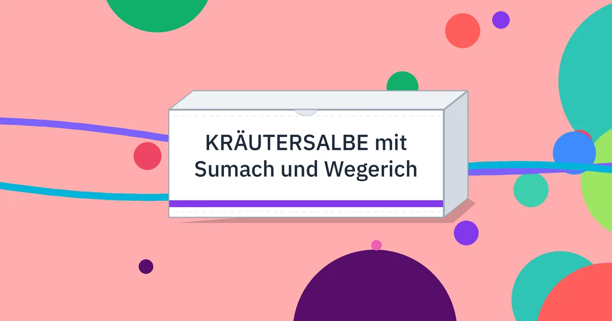 Symbolbild: Packung mit der Aufschrift KRÄUTERSALBE mit Sumach und Wegerich (PZN 18249734) – Verfügbarkeit und Bezug in Apotheken in Frankfurt am Main