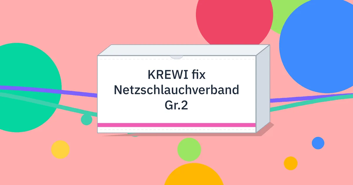 Symbolbild: Packung mit der Aufschrift KREWI fix Netzschlauchverband Gr.2 (PZN 03760450) – Verfügbarkeit und Bezug in Apotheken in Frankfurt am Main