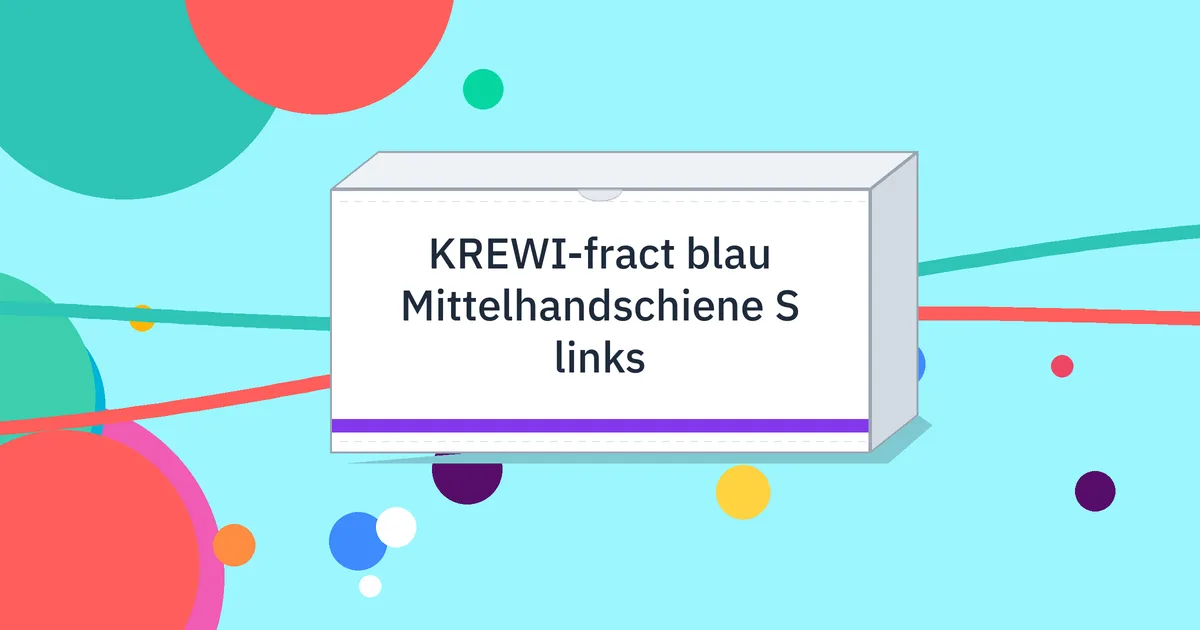 Symbolbild: Packung mit der Aufschrift KREWI-fract blau Mittelhandschiene S links (PZN 17299859) – Verfügbarkeit und Bezug in Apotheken in Frankfurt am Main
