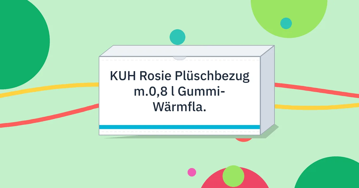 Symbolbild: Packung mit der Aufschrift KUH Rosie Plüschbezug m.0,8 l Gummi-Wärmfla. (PZN 12358310) – Verfügbarkeit und Bezug in Apotheken in Frankfurt am Main
