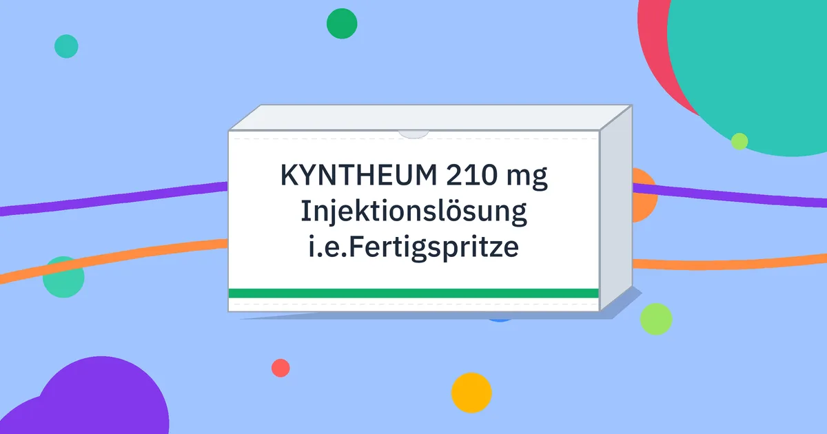 Symbolbild: Packung mit der Aufschrift KYNTHEUM 210 mg Injektionslösung i.e.Fertigspritze (PZN 19474640) – Verfügbarkeit und Bezug in Apotheken in Frankfurt am Main