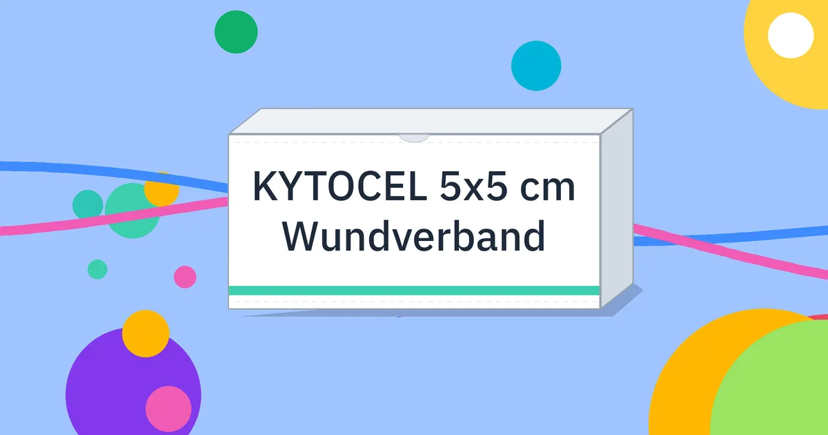 Symbolbild: Packung mit der Aufschrift KYTOCEL 5x5 cm Wundverband (PZN 12309487) – Verfügbarkeit und Bezug in Apotheken in Frankfurt am Main