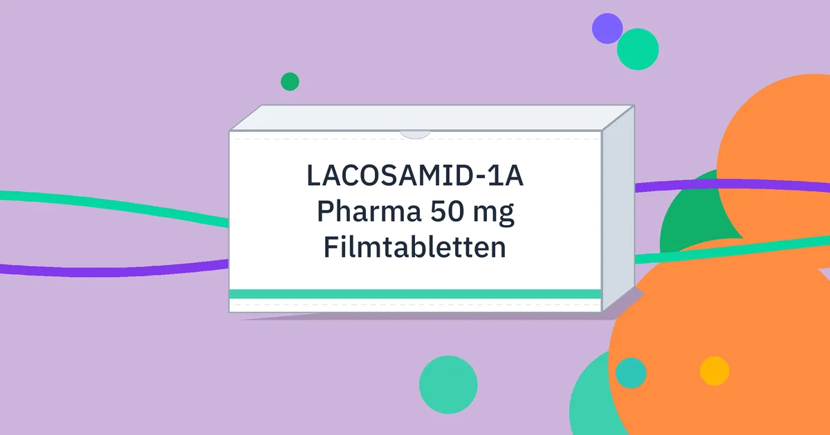 Symbolbild: Packung mit der Aufschrift LACOSAMID-1A Pharma 50 mg Filmtabletten (PZN 15235660) – Verfügbarkeit und Bezug in Apotheken in Frankfurt am Main